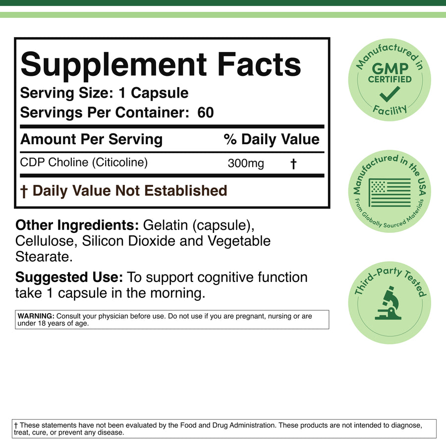 CDP Choline (Citicoline) Supplement | Double Wood Supplements – Double ...